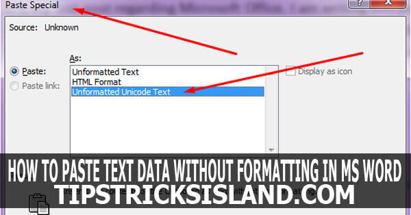 How to Paste Text Data without Formatting in MS Word - An Island for ...
