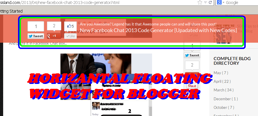 Floating Horizontal Social Bookmarking Widget - An Island for Blogging ...