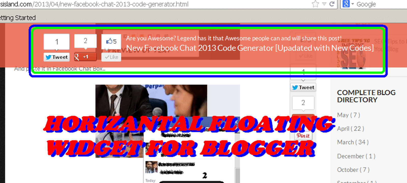 Floating Horizontal Social Bookmarking Widget - An Island for Blogging ...